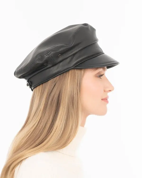 Eric Javits Leather Night Porter Cap