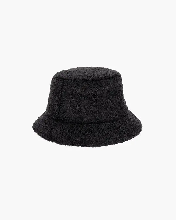 Eric Javits Faux Lamb Fur Bucket Hat - Black