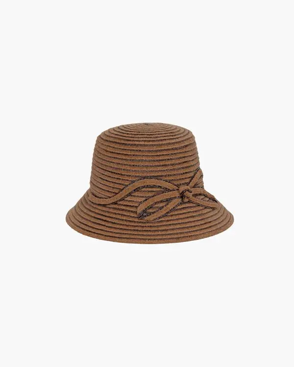 Eric Javits Shenia Bow Cloche Hat - Tabac