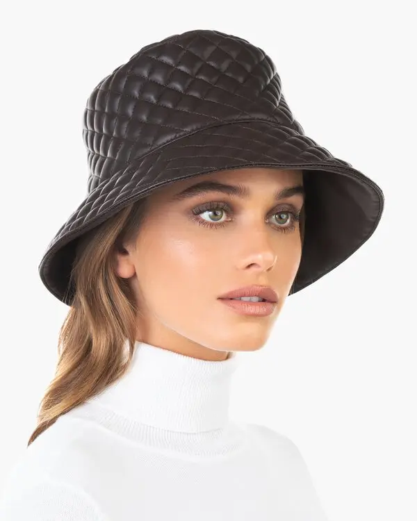 Eric Javits Quilted Bucket Hat - Chocolate