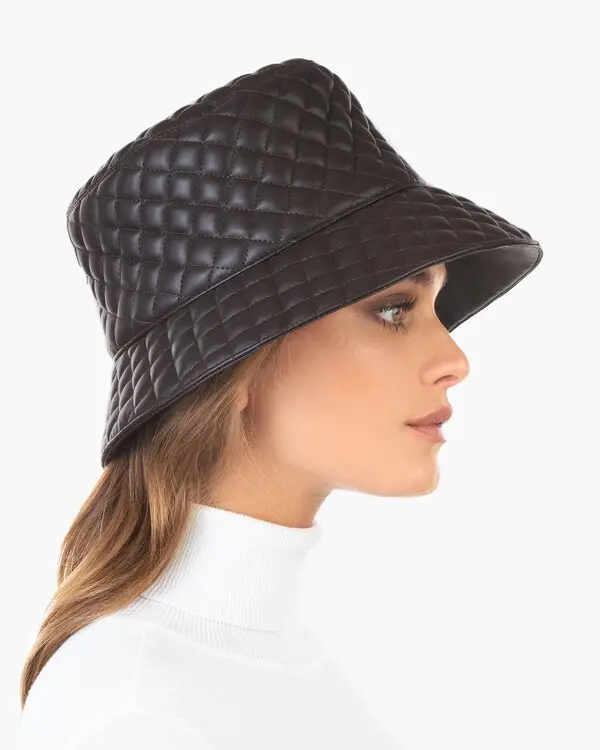 Eric Javits Quilted Bucket Hat - Chocolate