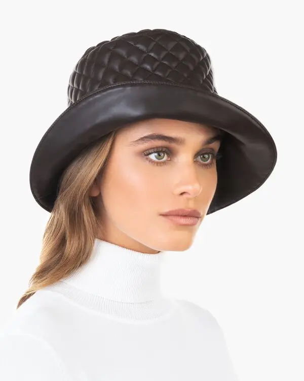 Eric Javits Quilted Bucket Hat - Chocolate