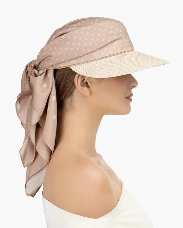 Eric Javits Dot Scarf Visor - Cream/almondine