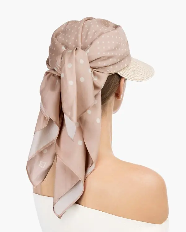 Eric Javits Dot Scarf Visor - Cream/almondine
