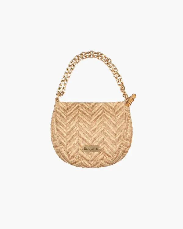 Eric Javits Chain Pouch Raffia Bag