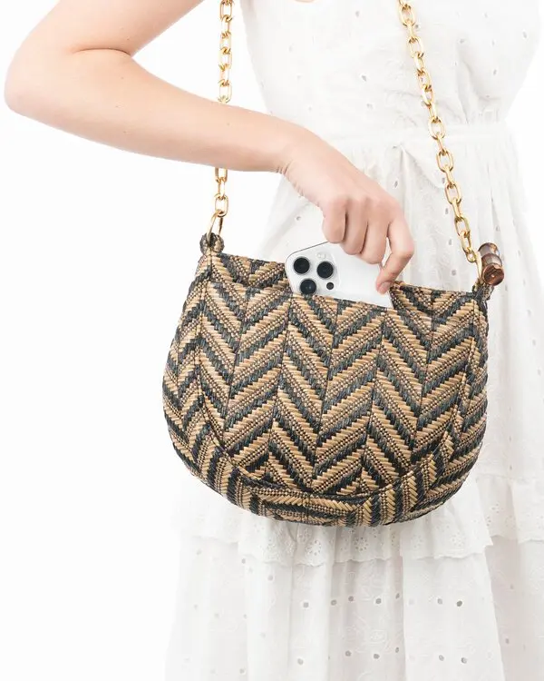 Eric Javits Chain Pouch Raffia Bag