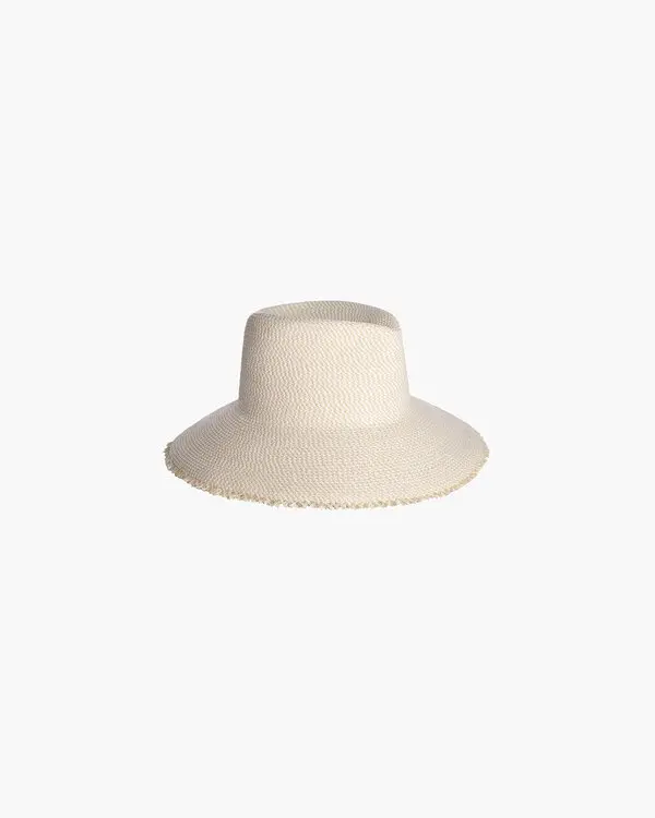Eric Javits Squishee Straw Fedora Hat - White Mix