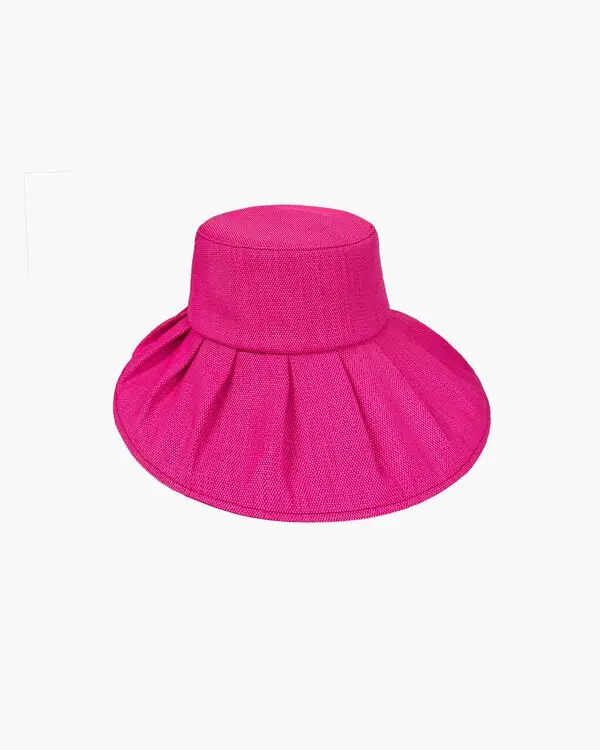Eric Javits Straw Sun Hat Brim, Upf 50+ Protection - Fucshia