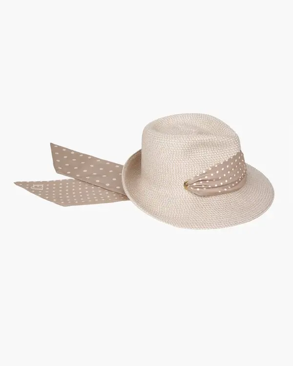 Eric Javits Twilly Classic Fedora Sun Hat - Cream Peanut Dot