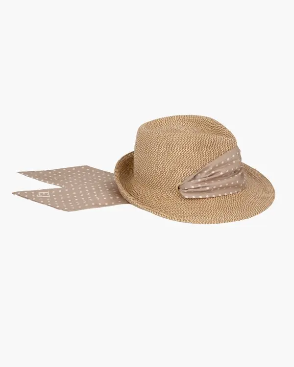 Eric Javits Twilly Classic Fedora Sun Hat - Peanut/peanut Dot