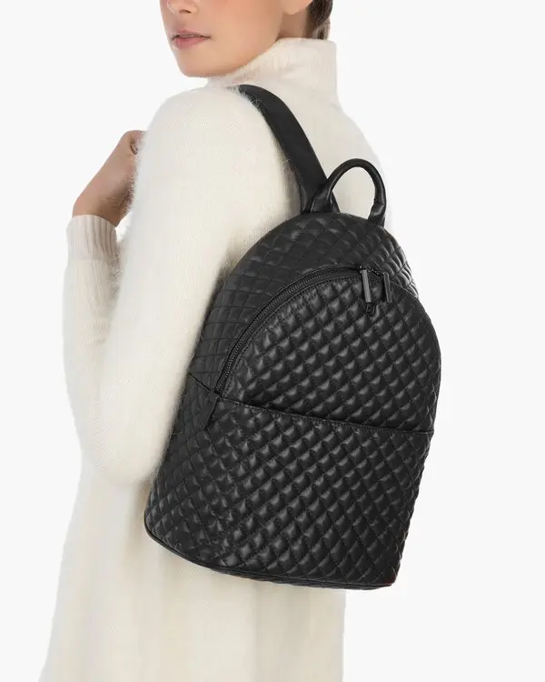Eric Javits Quilted Leather Backpack - Black