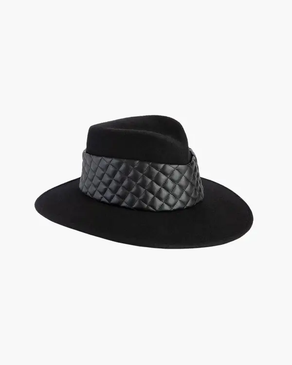 Eric Javits Quilted Fedora Hat - Black