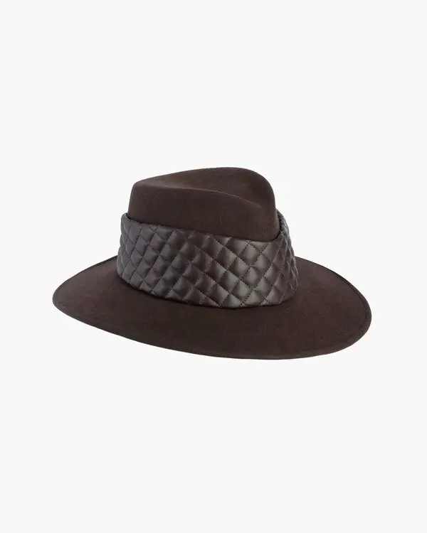 Eric Javits Quilted Fedora Hat - Chocolate