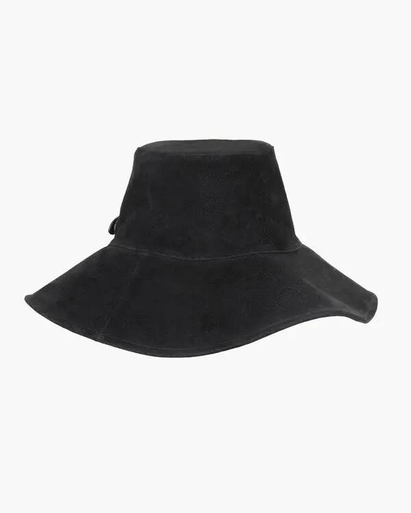 Eric Javits Water-repellent Calf Suede Floppy Hat - Black