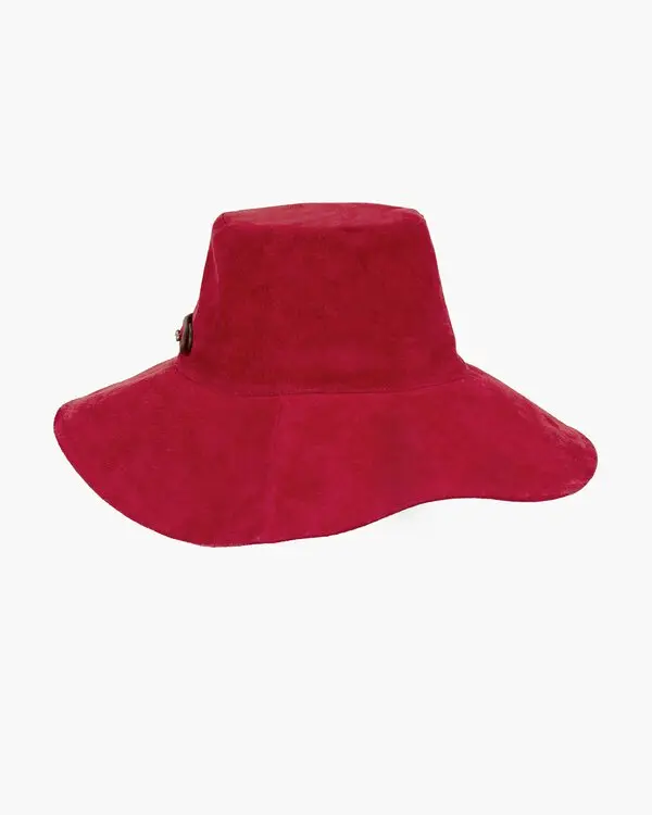Eric Javits Water-repellent Calf Suede Floppy Hat - Red