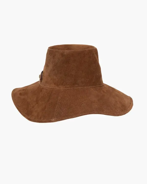 Eric Javits Water-repellent Calf Suede Floppy Hat - Tabac