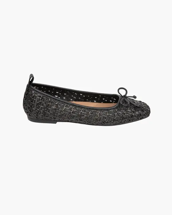Eric Javits Crochet Raffia Ballet Flat - Black