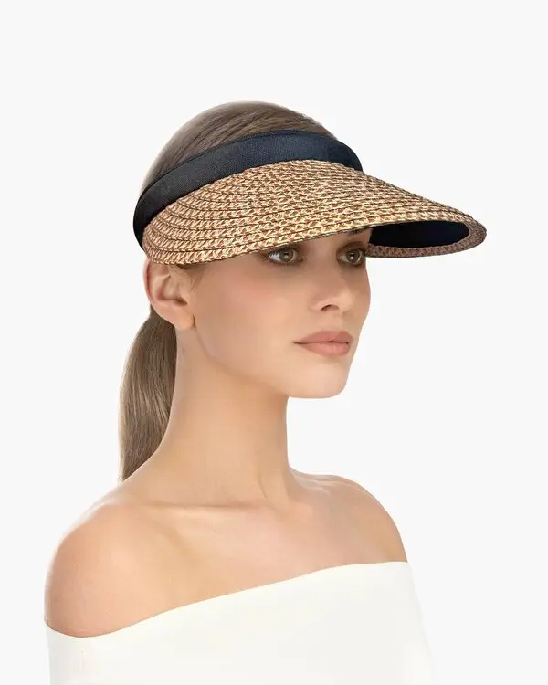 Eric Javits Structured Clip-on Visor - Natural/black