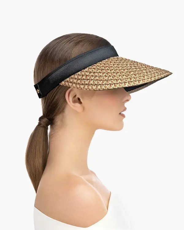 Eric Javits Structured Clip-on Visor - Natural/black