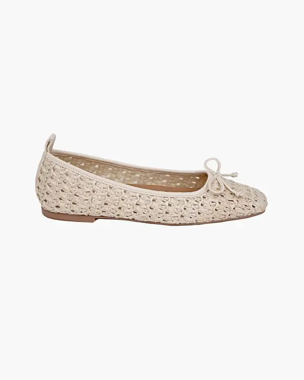 Eric Javits Crochet Raffia Ballet Flat - Cream