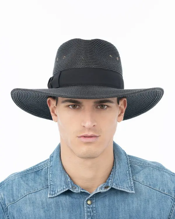 Eric Javits Squishee Straw Hat - Original Black