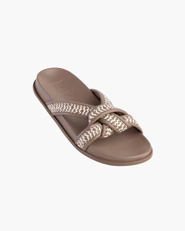 Eric Javits Squishee Straw Knot Sandals - Latte