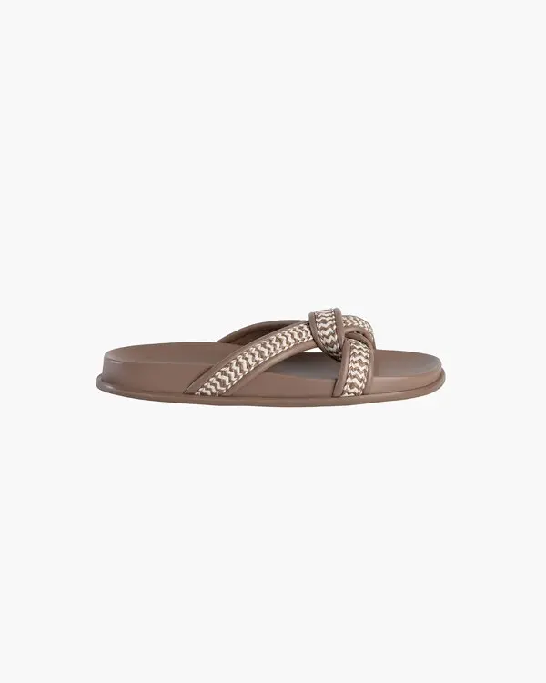 Eric Javits Squishee Straw Knot Sandals - Latte
