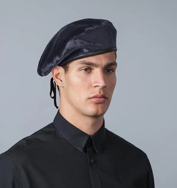Eric Javits Hair Calf Leather Beret - Navy