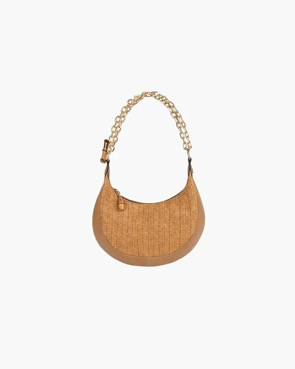 Eric Javits Woven Raffia Hobo Bag With Chain Strap - Butterscotch