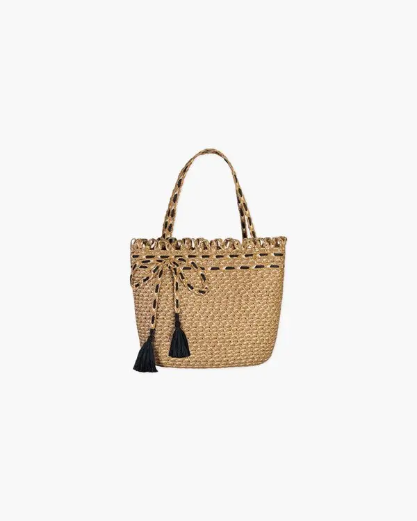 Eric Javits Squishee St.tropez Straw Tote - Natural Black