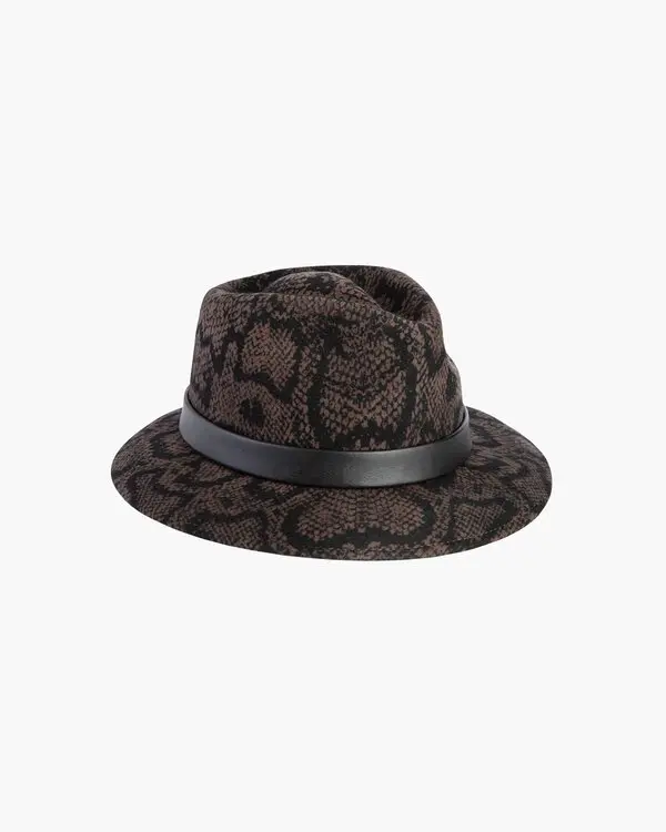 Eric Javits Wool Felt Fedora With Lamb Leather Band - Black Phyton
