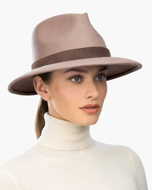 Eric Javits Wool Felt Fedora Hat - Brown Python