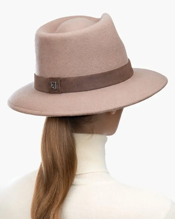 Eric Javits Wool Felt Fedora Hat - Brown Python