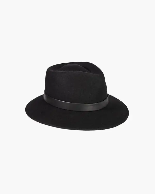 Eric Javits Wool Felt Fedora With Lamb Leather Band - Originalblack