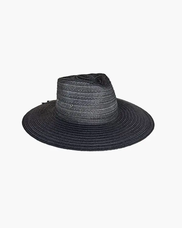 Eric Javits Squishee Raffia Fedora Hat - Black