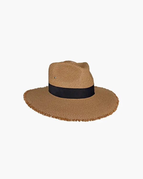 Eric Javits Fringe Pinch Fedora - Natural/black