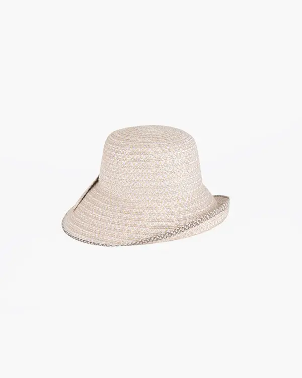 Eric Javits Raffia Cloche Hat With Bow Detail - Cream Mix