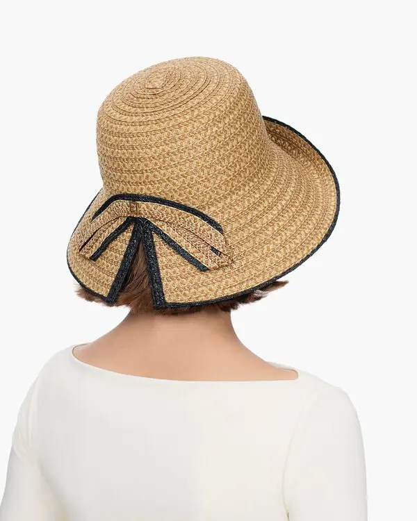 Eric Javits Raffia Cloche Hat With Bow Detail - Cream Mix