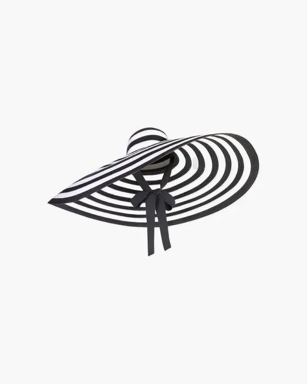 Eric Javits Gigantic Striped Sun Hat - Black/white