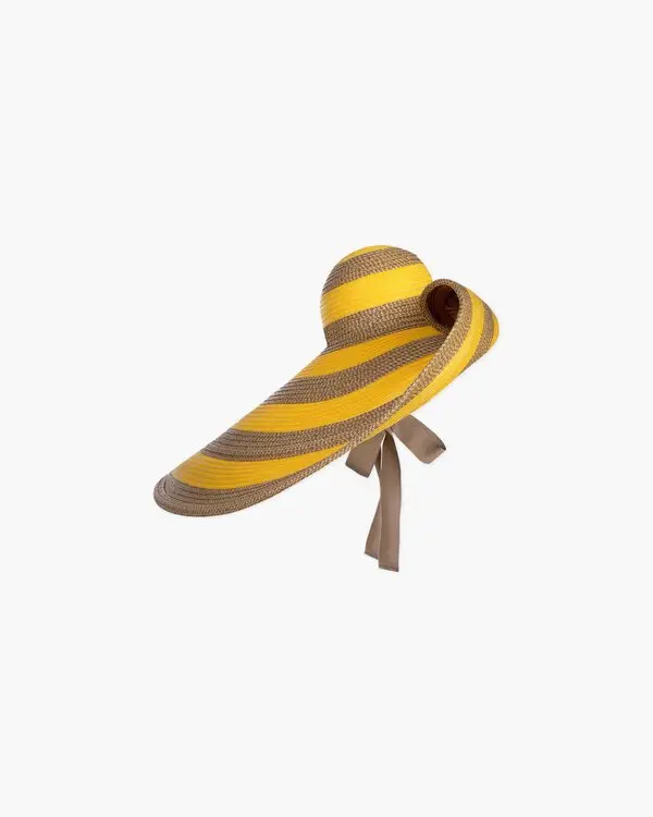 Eric Javits Gigantic Striped Sun Hat - White Mix/sky