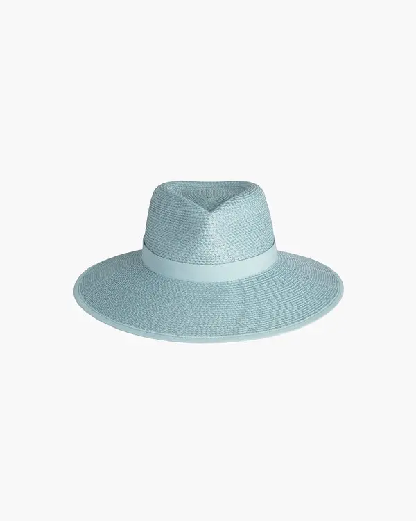 Eric Javits Suncrest Straw Visor Fedora - Aqua