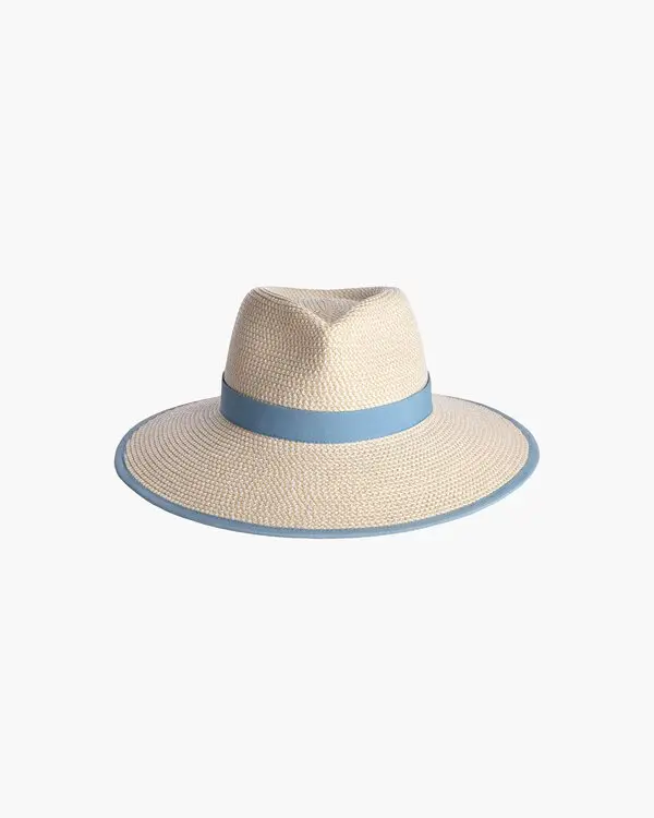 Eric Javits Suncrest Straw Visor Fedora - Blue Mix