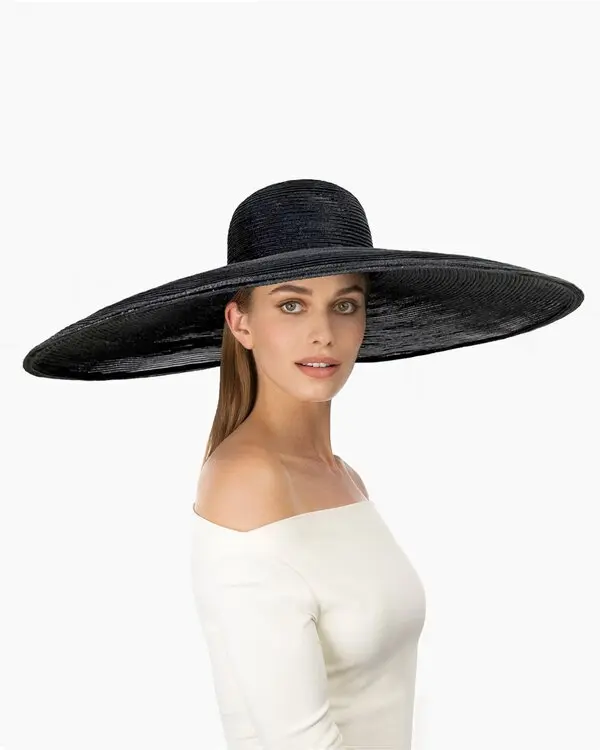 Eric Javits Giant Floppy Straw Hat With Horsehair Design