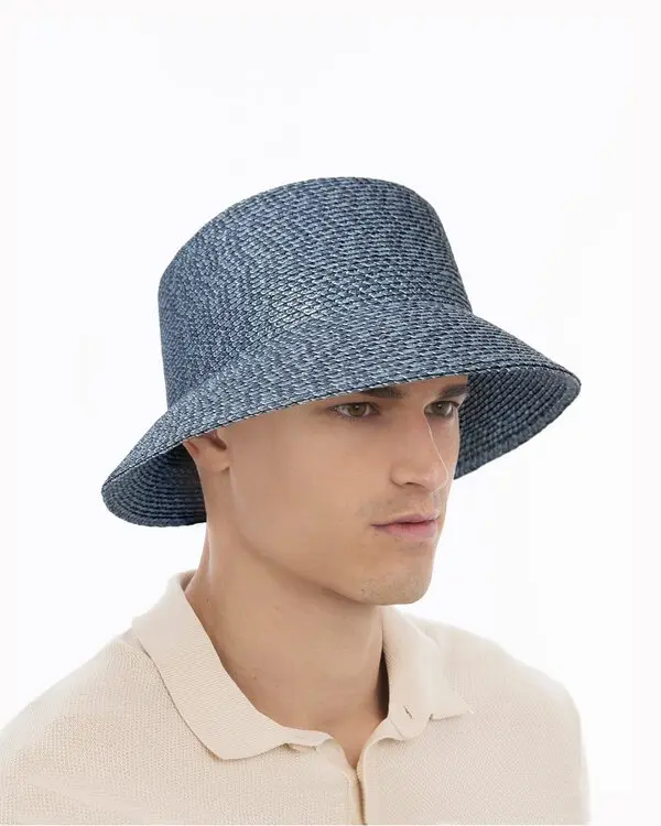 Eric Javits Raffia Straw Bucket Hat - Black