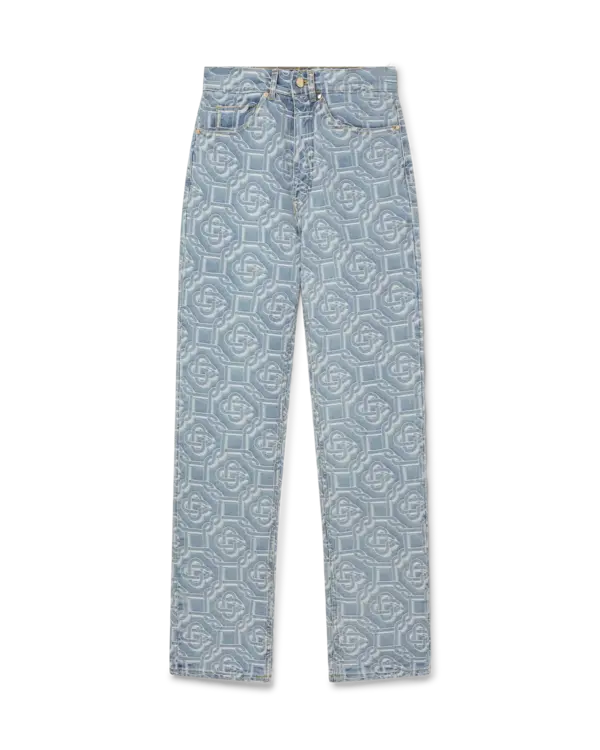 Casablanca Classic Monogram Bleached Denim Pant