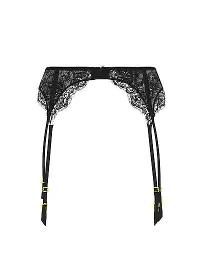 Victoria's Secret Rose Lace Garter Belt - Black
