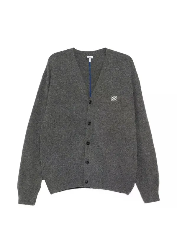 Loewe Logo-embroidered Cardigan - Grey