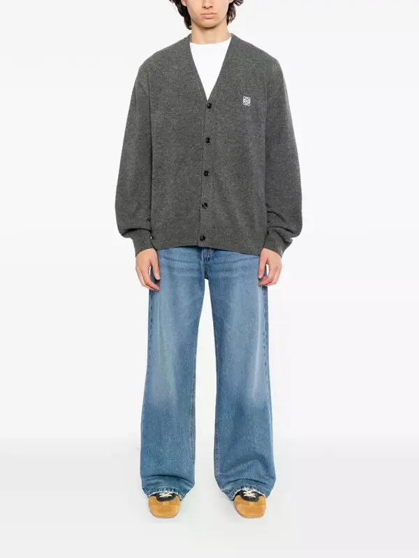 Loewe Logo-embroidered Cardigan - Grey
