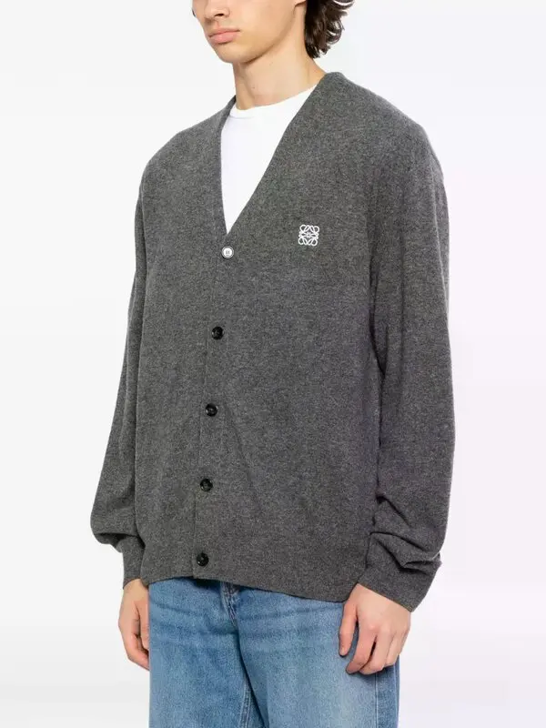 Loewe Logo-embroidered Cardigan - Grey