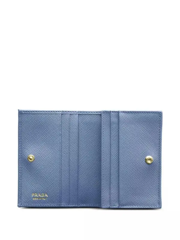 Prada Triangle Logo Leather Wallet - Blue